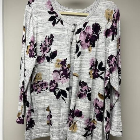 CJ Banks | Sweaters | Cj Banks Long Sleeved Cardigan Grey W Dark And ...